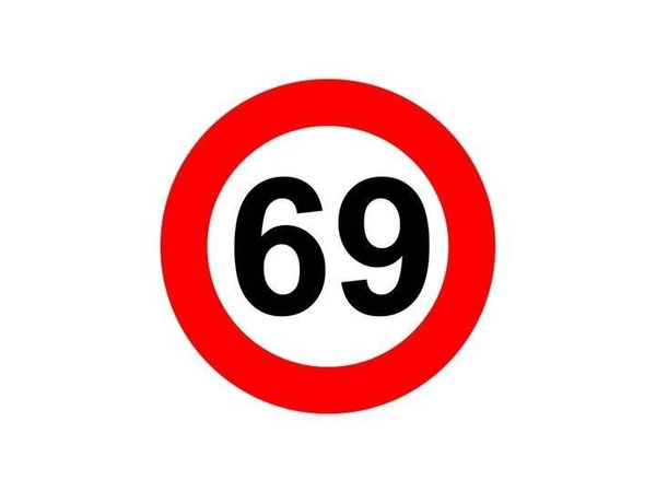 Naklejka znak ograniczenie prędkości 69 km/h – Odblaskowo.pl